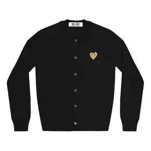 Play Comme Des Garcon Cardigan With Gold Emblem - Black