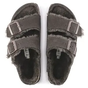 BIRKENSTOCK Arizona Shearling Suede Leather Sandals - Brown