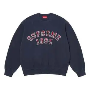 Supreme Plaid Arc Crewneck - Navy
