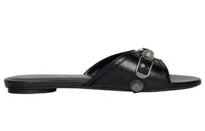 Balenciaga Cagole Flat Sandals - Black