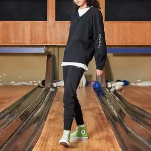 CONVERSE V-neck Loose Knit Hoodie