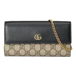 Gucci Gg Marmont Chain Wallet 'beige Ebony - Beige/ebony