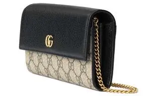 Gucci Gg Marmont Chain Wallet 'beige Ebony