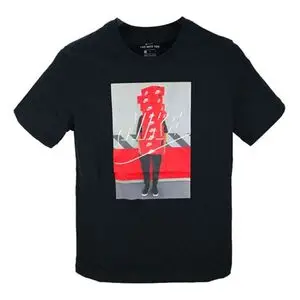 Nike Shoe Printing Round Neck Casual Sports Short Sleeve - Black