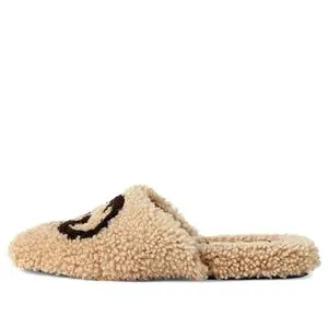 Gucci Interlocking G Shearling Slipper - Beige/brown