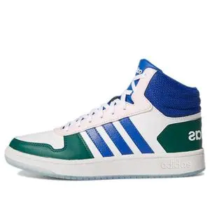 Adidas Hoops 2.0 Mid Top Sneakers - Cloud White/royal Blue/green