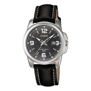 Casio Quartz Analog Leather Watch - Black