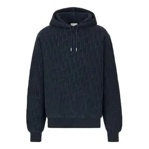 Dior Monogrammed Terry Cotton Hoodie - Navy Blue