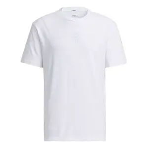 Adidas Neo Embroidered Logo Solid Color Sports Round Neck Short Sleeve White