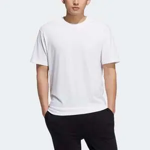 Adidas Neo Embroidered Logo Solid Color Sports Round Neck Short Sleeve White