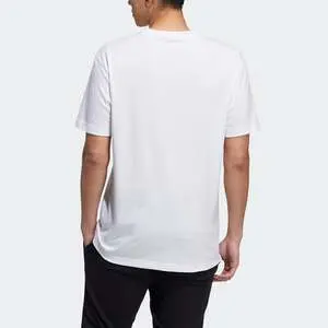 Adidas Neo Embroidered Logo Solid Color Sports Round Neck Short Sleeve White
