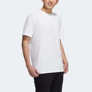 Adidas Neo Embroidered Logo Solid Color Sports Round Neck Short Sleeve White