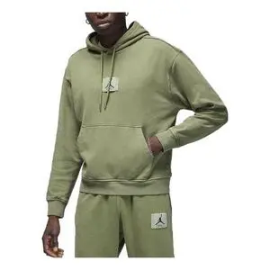 JORDAN Statement Fleece Washed Pullover Hoodie - Light Olive
