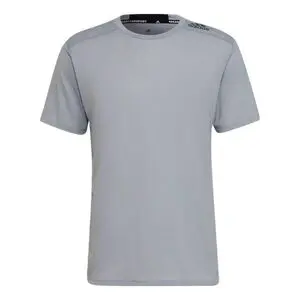 Adidas Solid Color Sports Logo Casual Round Neck Short Sleeve Gray - Default Color