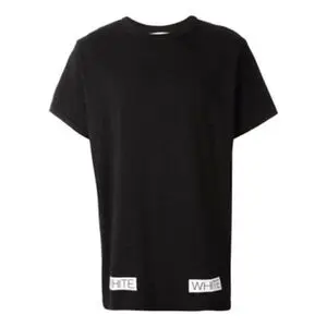 Off-White Ss21 Cotton Stripe Printing Pattern Round Neck Short Sleeve Black - Black/white