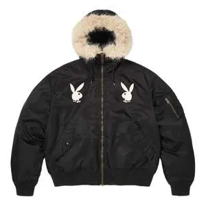 Supreme X Playboy Hooded Ma-1 Bomber Jacket - Black