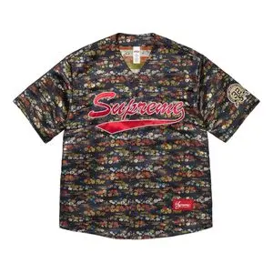 Supreme Floral Jacquard Baseball Jersey - Navy