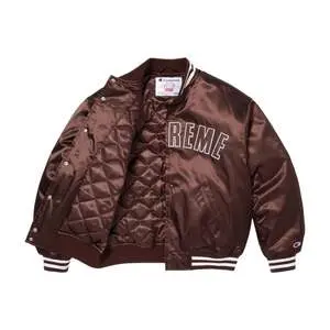 Supreme X Champion Satin Varsity Jacket - Brown