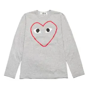 Play Comme Des Garcon Red Love Printing Gray Long Sleeves - Grey