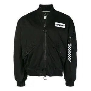 Off-White Ribbed Aviator Logo Jacket