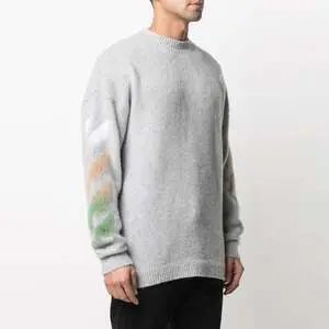 Off-White Ss21 Logo Printing Stripe Knit Gray