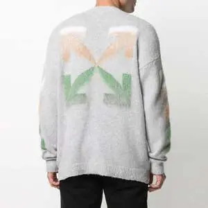 Off-White Ss21 Logo Printing Stripe Knit Gray