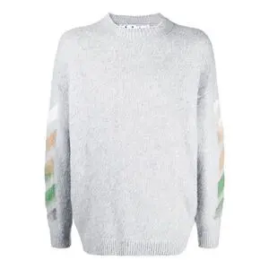 Off-White Ss21 Logo Printing Stripe Knit Gray - Grey
