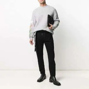 Off-White Ss21 Logo Printing Stripe Knit Gray - Grey