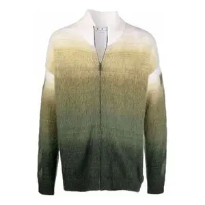 Off-White Fw21 Arrow Pattern Zipper Cardigan Wool Sweater - Green