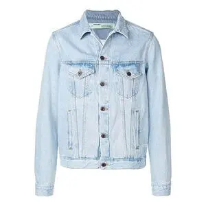 Off-White Logo Printed Denim Jacket - Creamy