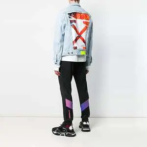 Off-White Logo Printed Denim Jacket - Creamy
