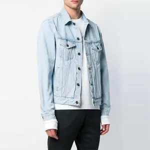 Off-White Logo Printed Denim Jacket - Creamy