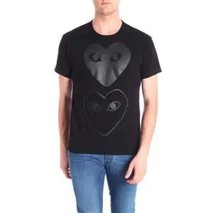 Play Comme Des Garcon Double Hearts T-shirt - Black