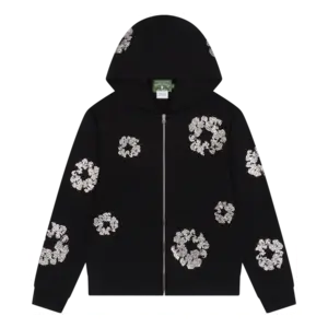 DENIM TEARS Cashmere Swarovski Cotton Wreath Zip Hoodie - Black