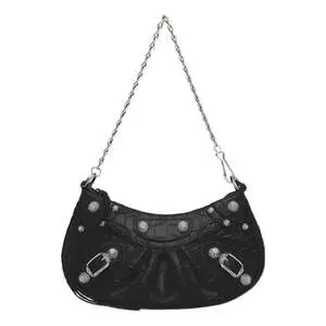Balenciaga Le Cagole Mini Bag With Chain Crocodile Embossed - Black