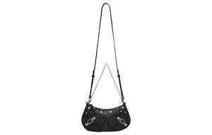 Balenciaga Le Cagole Mini Bag With Chain Crocodile Embossed - Black