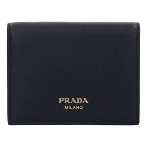 Prada Fw24 Gold Metal Logo Wallet - Black