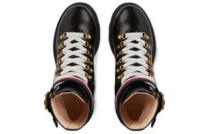 Gucci Sylvie Series Webbing Leather Ankle Boots