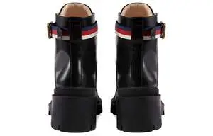 Gucci Sylvie Series Webbing Leather Ankle Boots
