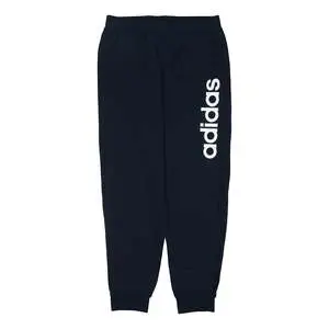 Adidas Neo Logo Printing Fleece Lined Stay Warm Bundle Feet Sports Pants/trousers/joggers - Black