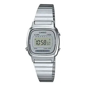 Casio Vintage Dial Steel Link Band Digital Watch - Silver