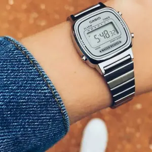 Casio Vintage Dial Steel Link Band Digital Watch - Silver