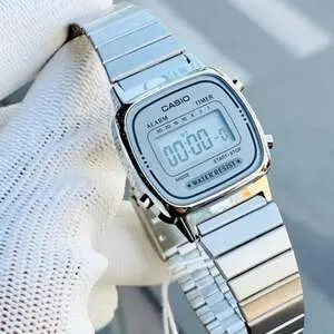 Casio Vintage Dial Steel Link Band Digital Watch - Silver