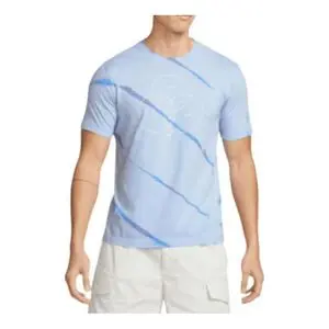 Nike Geometry Pattern Casual Round Neck Short Sleeve Light Blue T-shirt - Multi-color