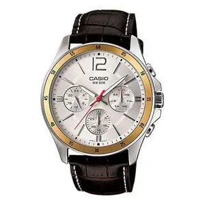 Casio Enticer Series Retro Leather Strap Analog Watch - Brown