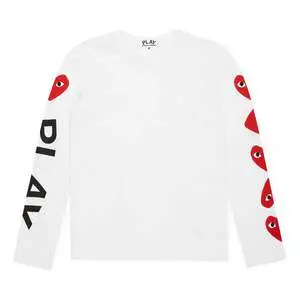 Play Comme Des Garcon Long Sleeve T-shirt With Heart Motif - White
