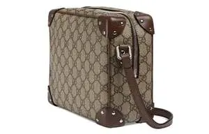 Gucci Monogram Shoulder Bag With Leather Detail