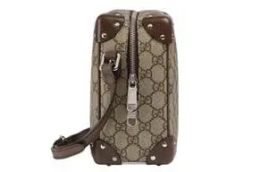 Gucci Monogram Shoulder Bag With Leather Detail