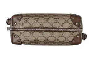 Gucci Monogram Shoulder Bag With Leather Detail