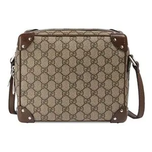 Gucci Monogram Shoulder Bag With Leather Detail - Cream